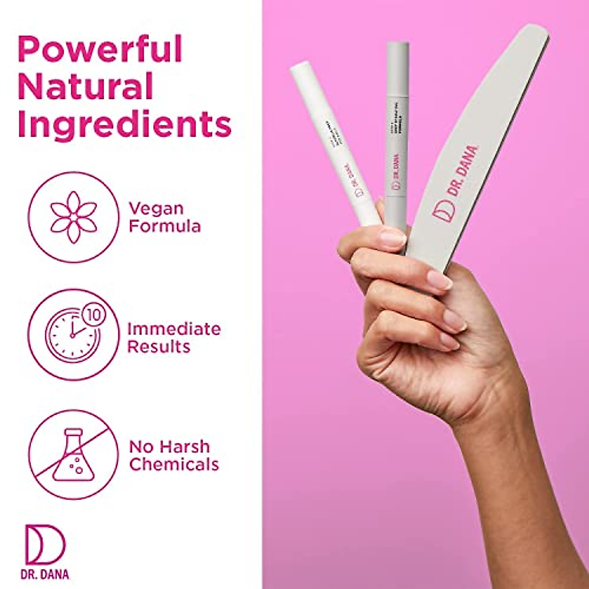 Dr. Dana Nail Repair for Damaged Nails - Nail Strengthener for Thin Nails, Nail Strengthener for Damaged Nails - Nail Products with Exfoliator, Primer Nail Buffer, and Moisturizer for Brittle Nails