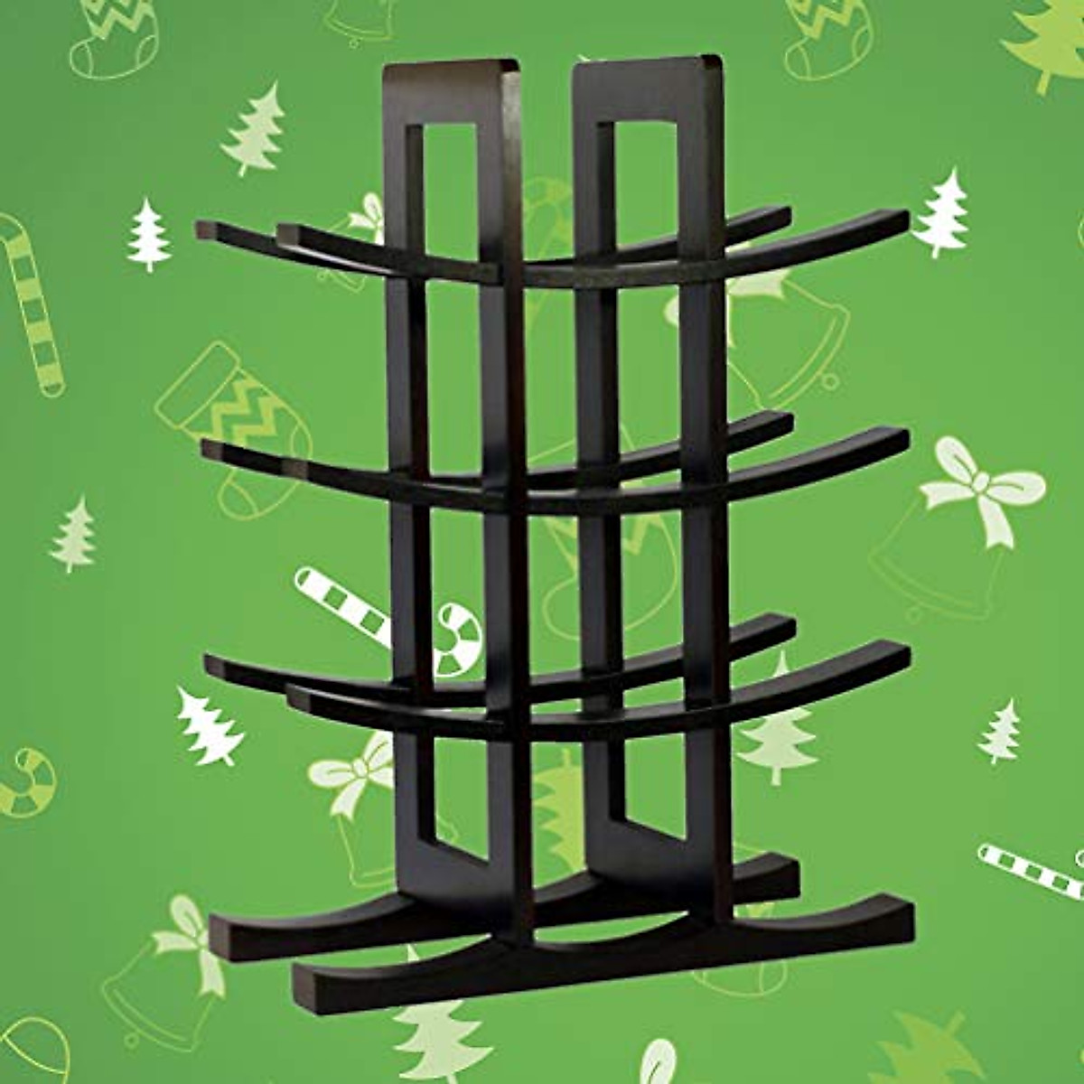 WINOMO Bamboo Wine Rack Wooden Wooden Tiered Wine Rack Free Standing Countertop Wine Storage Shelf Wine Bottle Storage Rack Organizer Holder ( Black )