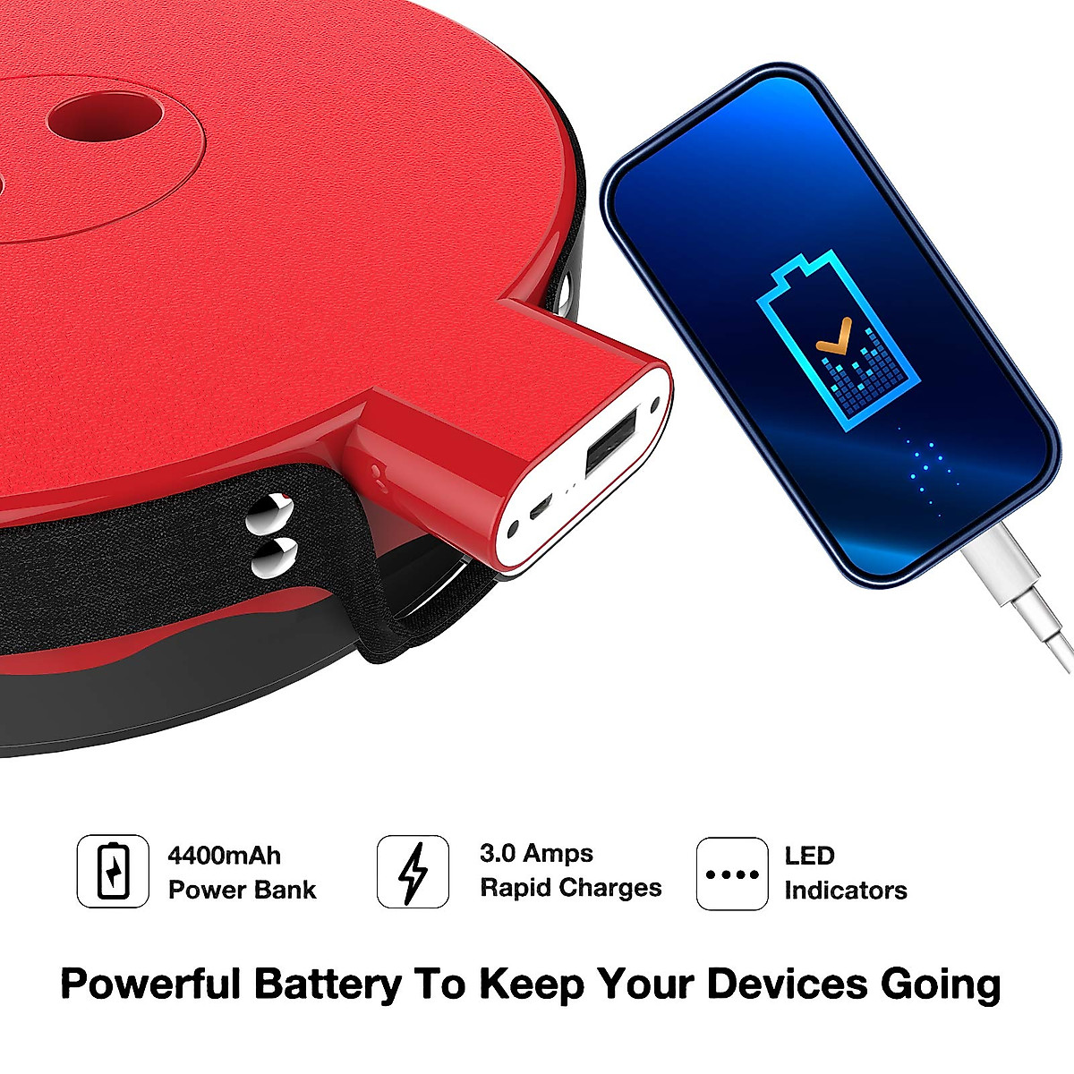 Arcwares Portable Charging Stool with Power Bank and USB Nightlight, Collapsible Retractable Folding Camping Stool Seat for Indoor Outdoor, 4400 mAh Charger for iPhone Android