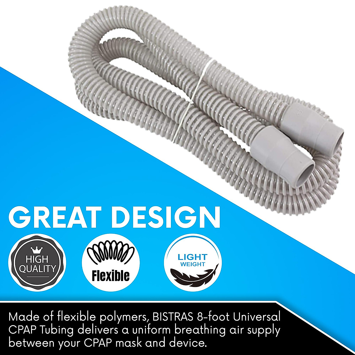 BISTRAS Made in USA - 8 Foot Universal CPAP Tubing - Compatible with All Major CPAP, BiPAP and Most Machines (1 Pack)
