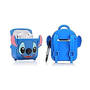 Case for Airpods 1 and Airpods 2, Suublg Silicone Airpod Charging Case Protective Covers with 3D Shoulder Bag Backpack Design, with Keychain