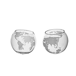 Prestige Decanters Etched Globe Whiskey Glasses -Rocks Glass for Rum, Tequila, Scotch, Glasses- Whiskey Gifts - 10oz Cocktail or Old Fashioned Glass (Set of 2) - Unique Bar Decor & Bourbon Gifts from