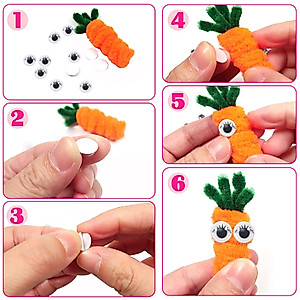 TOAOB 200pcs Black Wiggle Googly Eyes Self Adhesive with Eyelashes Round 8mm 10mm 12mm 15mm 20mm Plastic Sticker Eyes for DIY Crafts Scrapbooking Decoration