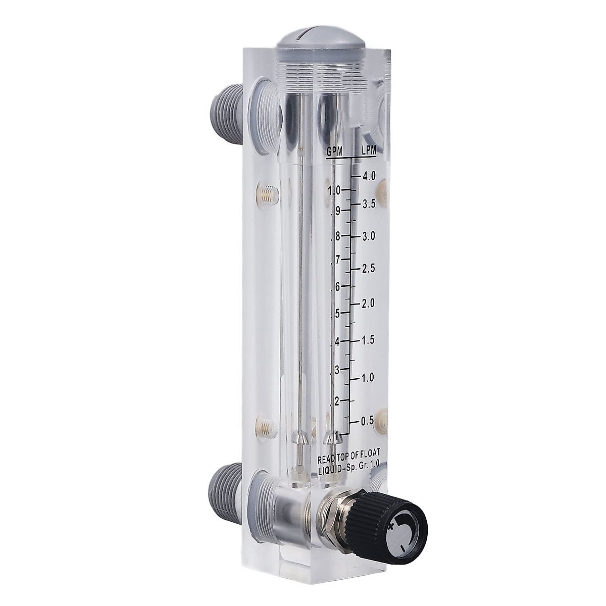 0.1-1GPM Liquid Flowmeter Adjustable Panel Mount Type Acrylic Transparent Water Flow Meter 1/4in Thread for Flow Rate of Liquid Medium