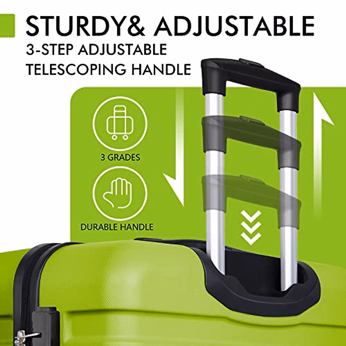 AnyZip Luggage PC ABS Hardside Lightweight Suitcase with 4 Universal Wheels TSA Lock Checked-Medium 24 Inch Apple Green