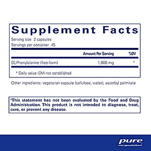 Pure Encapsulations DL-Phenylalanine | Amino Acid Supplement for Memory and Focus, Joints, Muscles, and Cognitive Support* | 90 Capsules
