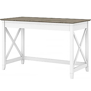 Bush Furniture Key West Writing Table for Home Office | Small Modern Farmhouse Desk, 48W, Pure White and Shiplap Gray