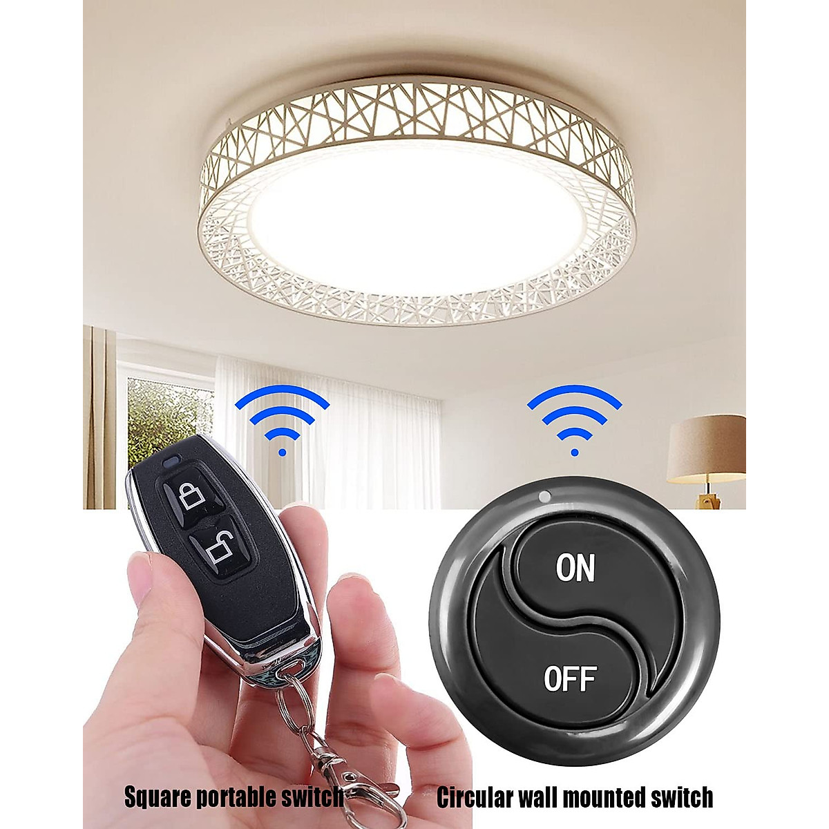 Mini Remote Control Light Switch, 5V/12V/48V Relay Switch, Wireless Remote Switch with 328FT Long Range for LED Lights Household Appliances Garage Door Water Pump Fans