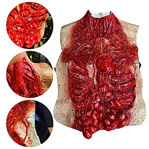 EJWCIG Bloody Intestine Torso Chest Fake Dead Body Creepy Horro Zombie Scary Halloween Decorations Cosplay Props Costumes (Style A)