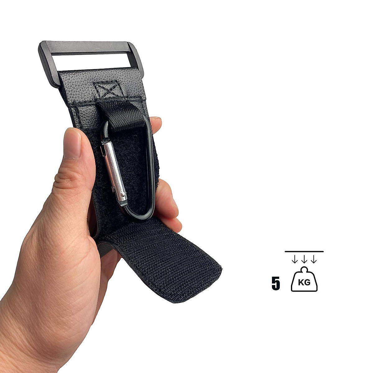 2pcs Baby Stroller Hook for Mommy,Hooks for Shopping Bags & Diaper Bags & Hanging Purses,Velcro Hook Clip Stable,Shopping Bag Holder,Up to 4kgs (Black)