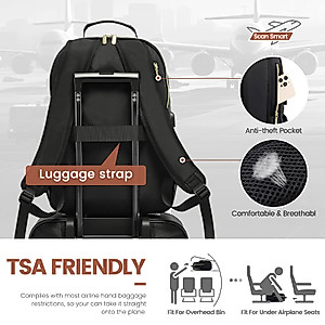 LOVEVOOK Laptop Backpack for Women,Laptop Bag for Women 15.6 inch,Waterproof Travel Backpack Purse,Stylish Womens Backpack,Work Computer Bags Bookbag Teacher School Back Pack with USB Port,Black