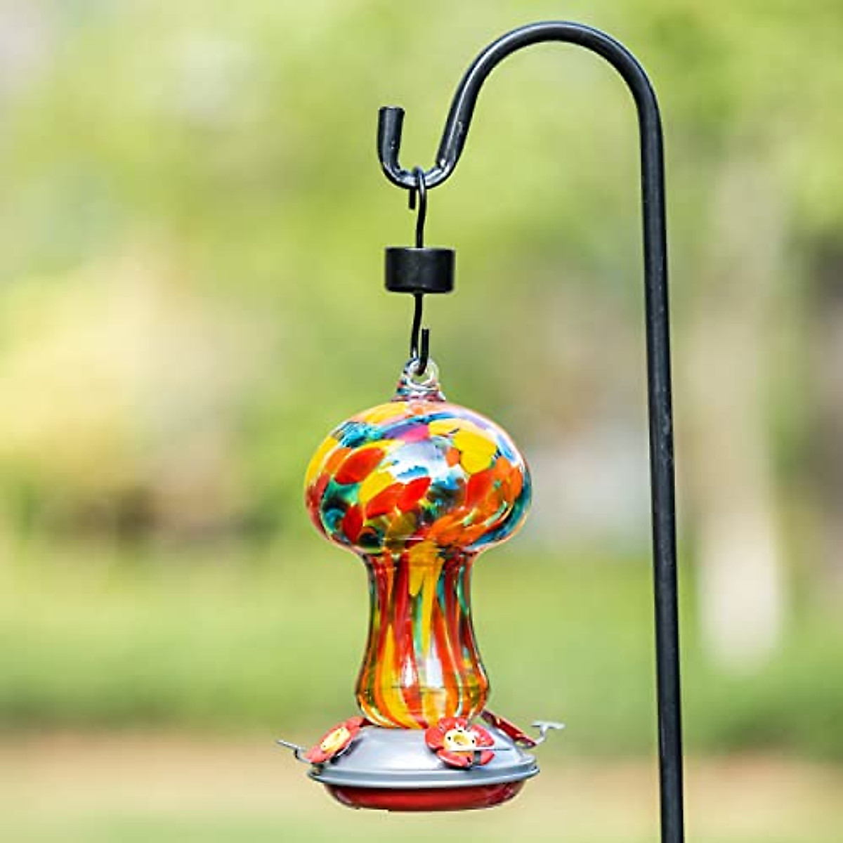 Muse Garden Gifts for Women Hummingbird Feeders for Outdoors Hanging Ant and Bee Proof, Blown Glass Hummingbird Feeder with Ant Moat, Christmas Gardening Gifts for Women Mom, 28OZ, Hawaii Polka Dots