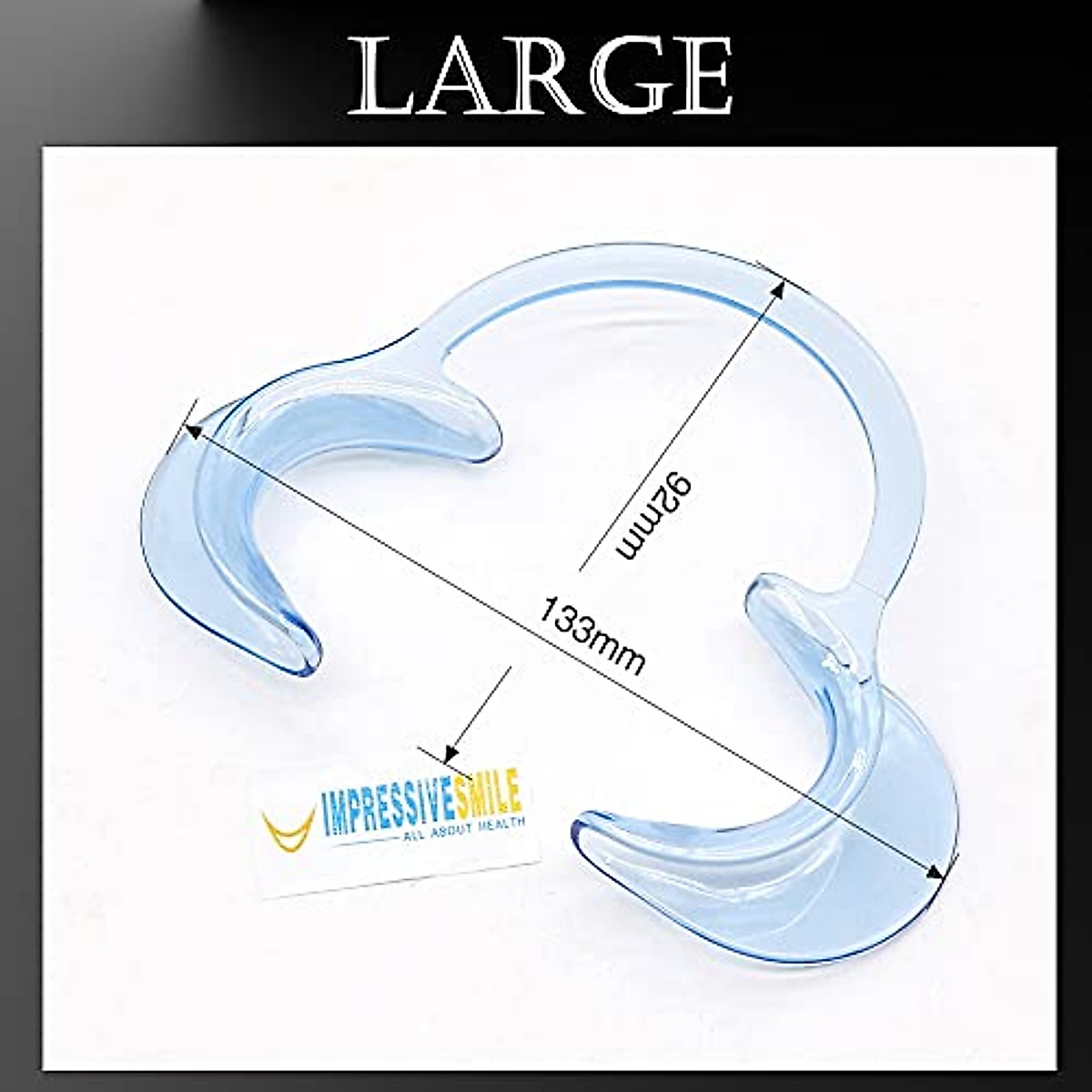 Impressive Smile Dental Cheek Retractor Mouth Opener for Teeth Whitening Clear Blue C-Shape (Size S, M, L Pack of 3)