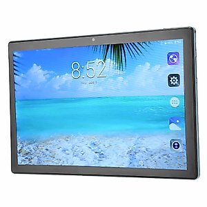Pssopp HD Tablet, 10.1 Inch Tablet US Plug 100‑240V 2.4G 5G WiFi 6GB RAM 128GB ROM 10 (Blue)