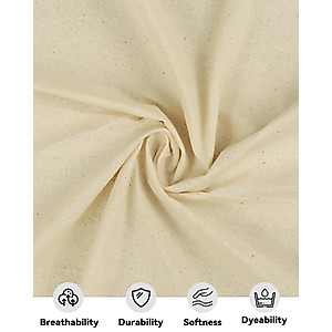 HOTGODEN Medium Weight 100% Cotton Muslin Fabric: 63 inch x 2,5,10 Yards Unbleached Muslin Linen Fabric Material for Sewing Material Apparel Cloth