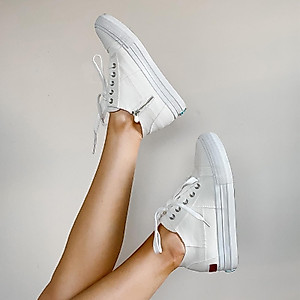 JENN ARDOR Wedge Sneakers for Women Canvas Casual Platform Shoes Fashion Hidden Wedges Lace Up Sneaker Non Slip Side Zipper