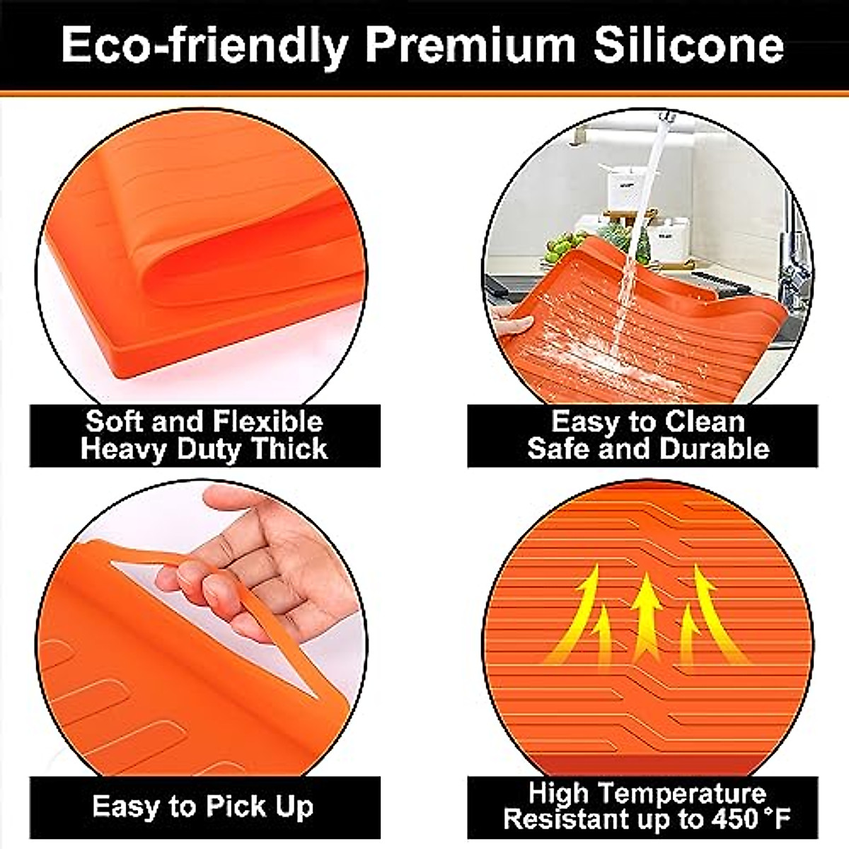 Silicone Griddle Mat for 36 in Blackstone Grill,Grill Buddy Accessories Protective Top Cover Protector Outdoor,Heavy Duty Food-Grade Barbecue Mat(Orange)