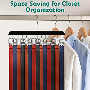 Belt Hanger, Wooden Belt Organizer for Closet, Large Capacity Tie and Belt Hanger for Closet with 14 Hooks, Premium Belt Organizer Space Saver for Bra, Tank Top, Tie & Belt Storage (1)