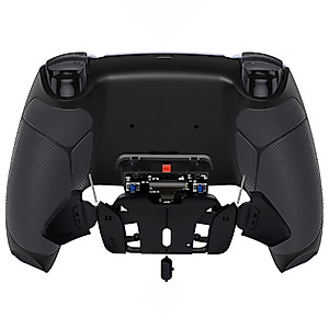 eXtremeRate Black Rubberized Grip Programable RISE4 Remap Kit for PS5 Controller BDM 010 & BDM 020, Upgrade Board & Redesigned Back Shell & 4 Back Buttons for PS5 Controller - Controller NOT Included