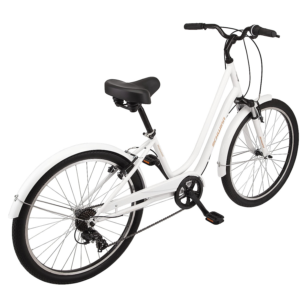 Schwinn Regioneer Womens Hybrid Comfort Bike, 26-Inch Wheels, 7 Speed, 16.5-Inch Steel Frame, Alloy Linear Brakes, White