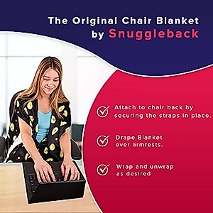 Cozy Chair Blanket by Snuggle Back; Chair Blanket Wrap Attaches to Any Office Chair for Convenient Warmth and Heat. Stay Warm In The Winter or Summer. Faux Fur with Fluffy Sherpa (Black)