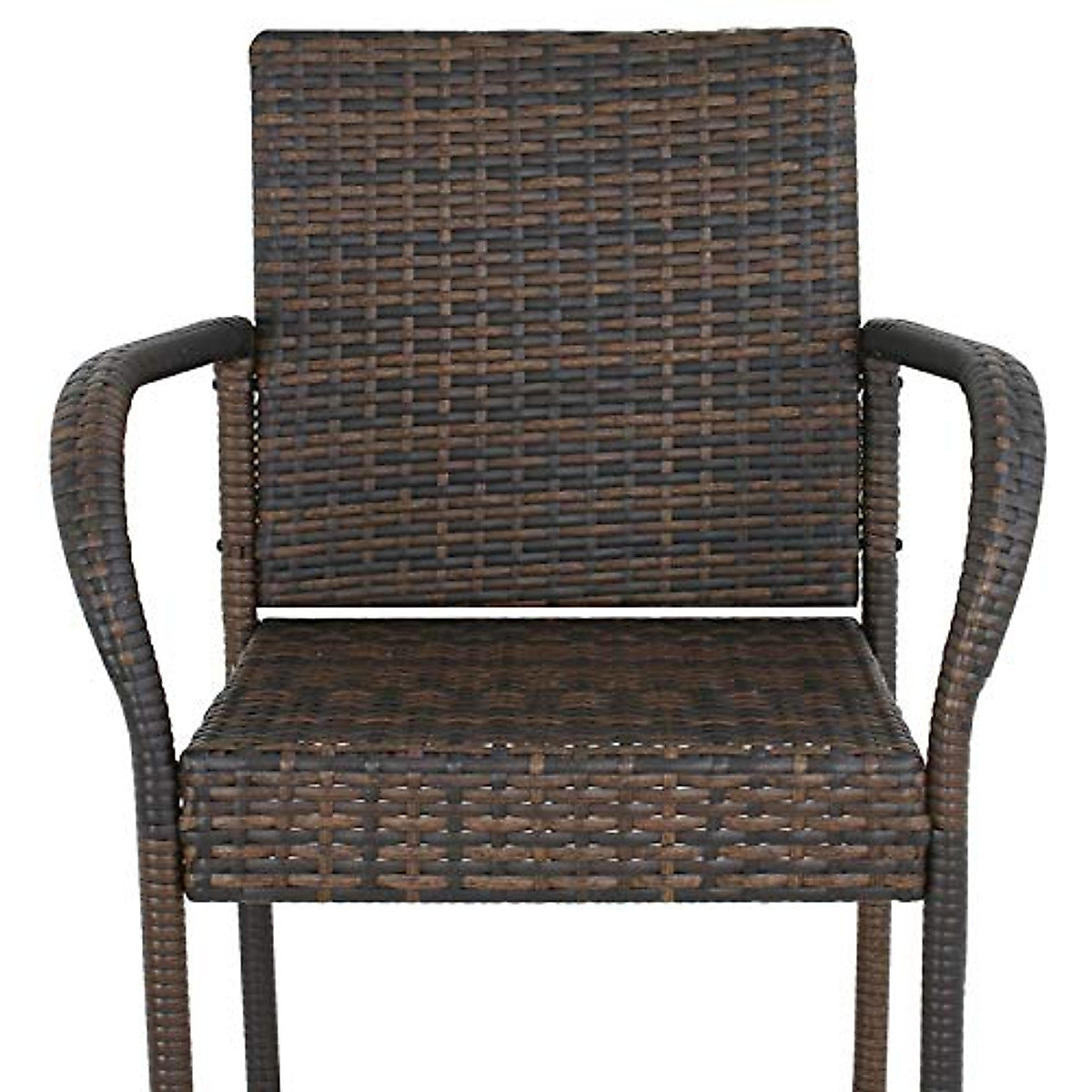 ZENY Set of 2 Wicker Barstool All Weather Dining Chairs Outdoor Patio Furniture Wicker Chairs Bar Stool with Armrest