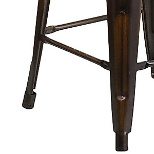 EMMA + OLIVER Commercial Grade 24" H Backless Distressed Copper Metal Indoor-Outdoor Stool