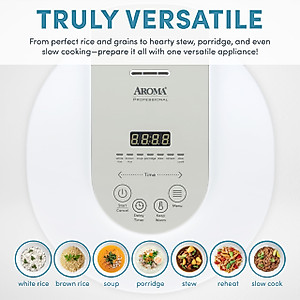 AROMA® Professional Rice Cooker with Purple Clay Cooking Pot, 6-Cup (Uncooked) / 12-Cup (Cooked), Healthy Grain Multicooker, Natural Ceramic, 3 Qt, White, ARC-7206P