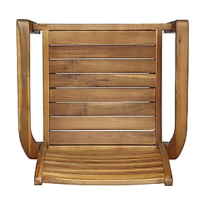 Christopher Knight Home Watts Outdoor Acacia Wood Dining Chairs, Teak Finish (Set of 2)