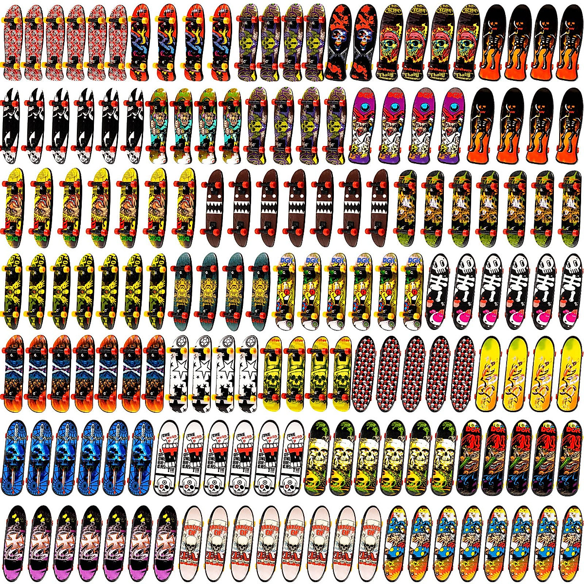 160 Pieces Fingerboard Finger Mini Skateboard Party Favors Toy Finger Boards Set with Double Sided Pattern Finger Toys Birthday Gift for Teens and Adults, Random Pattern