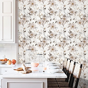 Wudnaye Floral Wallpaper Peel and Stick Wallpaper Floral Contact Paper for Cabinets 17.7inch× 118.1inch Flower Wallpaper Stick and Peel Removable Self Adhesive Wallpaper for Bathroom Wall Paper Vinyl