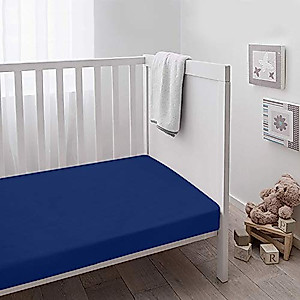 Cuddles & Cribs 100% Cotton Jersey Fitted Crib Sheet - 1 Pack, Denim