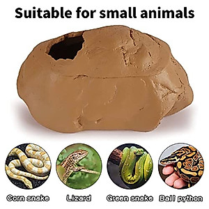 kathson Reptiles Hide Cave Resin Ball Python Hideout Snake Shedding Egg-Laying Hideaway Natural Rock Look Shtelter for Small Reptile Corn Snake Gecko