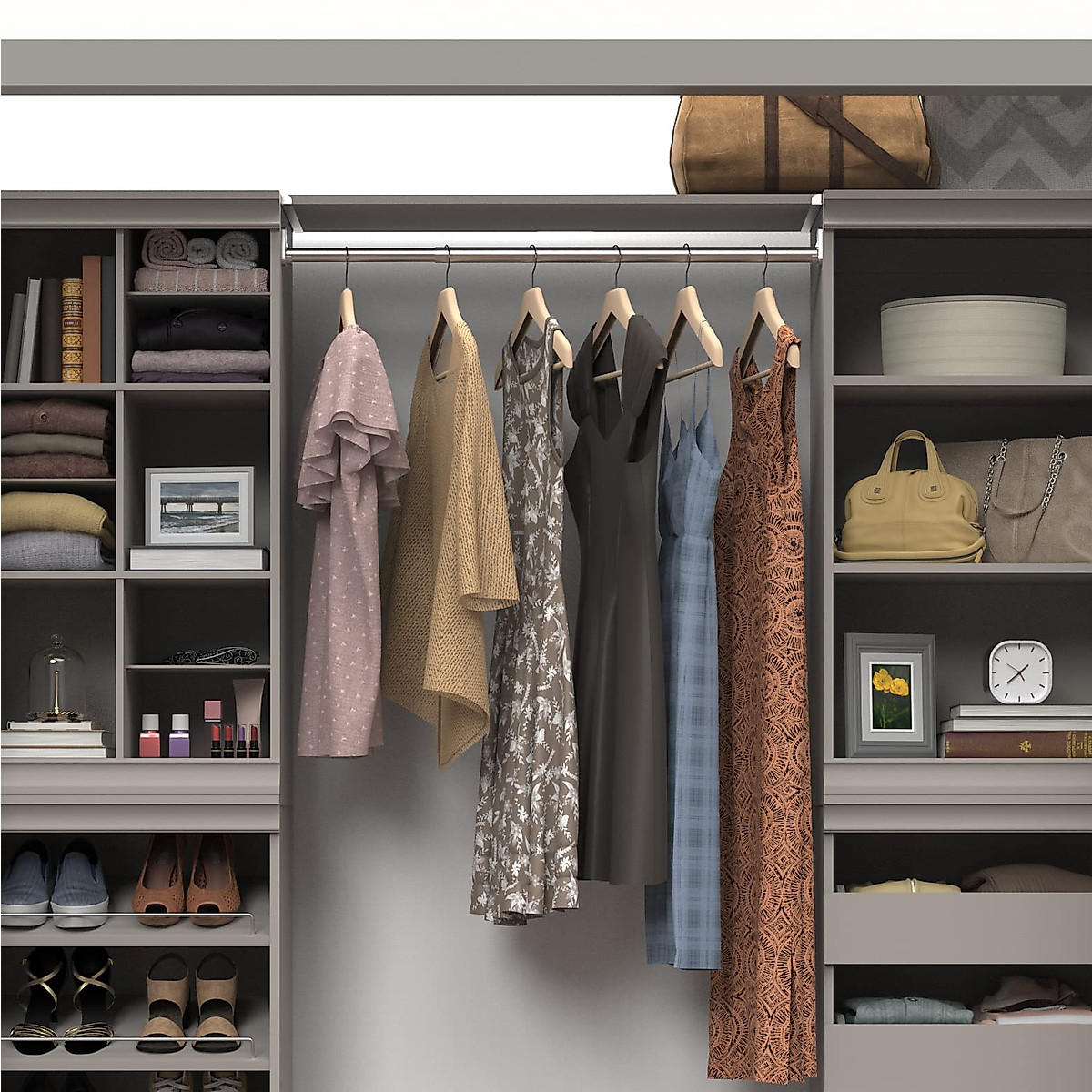 ClosetMaid Modular Storage Shelf and Hang Rod Kit, Taupe