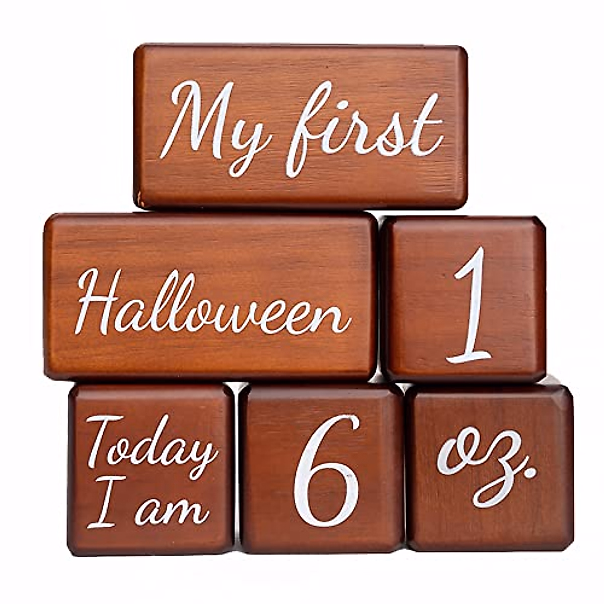 First Landings Milestone Blocks - Wooden Milestone Markers for Baby's First Year - Dark Brown