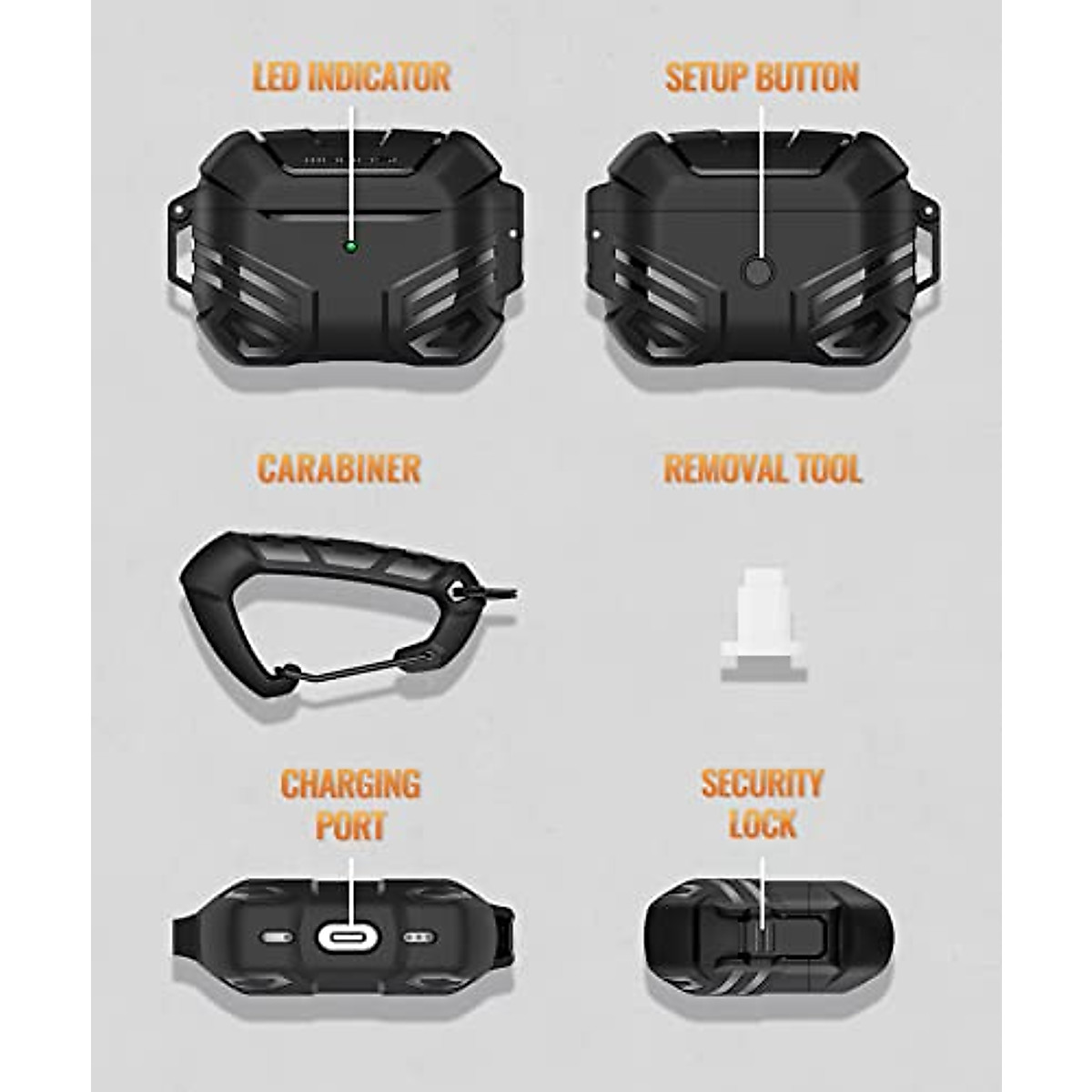 MOBOSI for AirPods Pro 2nd/1st Generation Case Cover with Lock, Military Grade AirPod Pro 2 Case for Men Women, Full-Body Shockproof Protective Case with Keychain for AirPods Pro(2023/2022/2019),Black