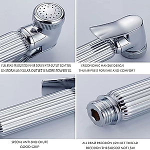 HOYOJU Solid Brass Handheld Bidet Sprayer Toilet-Adjustable Water Pressure Control with Bidet Hose for Feminine Wash Bidet Faucets Sprayer for Kitchen and Toilet Cleaning