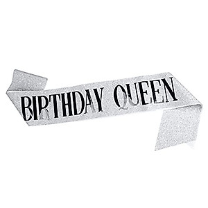 AOPRIE Birthday Crown for Women Birthday Queen Sash Silver Black Birthday Tiara for Women Princess Crown Rhinestone Happy Birthday Accessories Party Favor