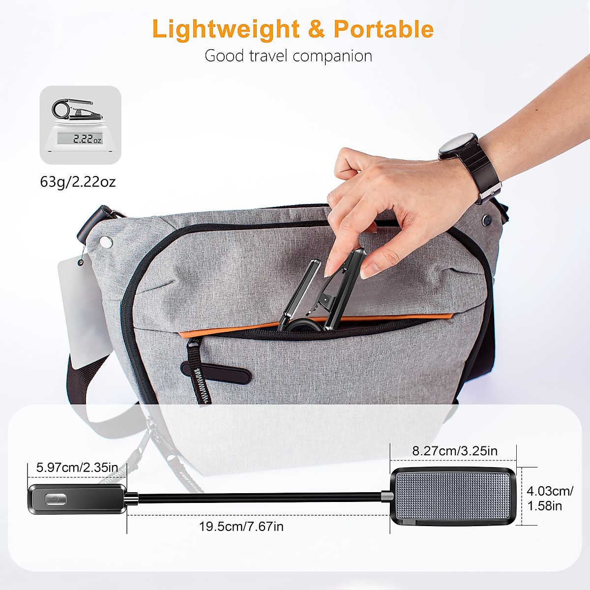 Gritin 9 LED Rechargeable Book Light for Reading in Bed - Eye Caring 3 Color Temperatures,Stepless Dimming Brightness,12+Hrs Runtime Small Lightweight Clip On Book Reading Light for Kids,Studying