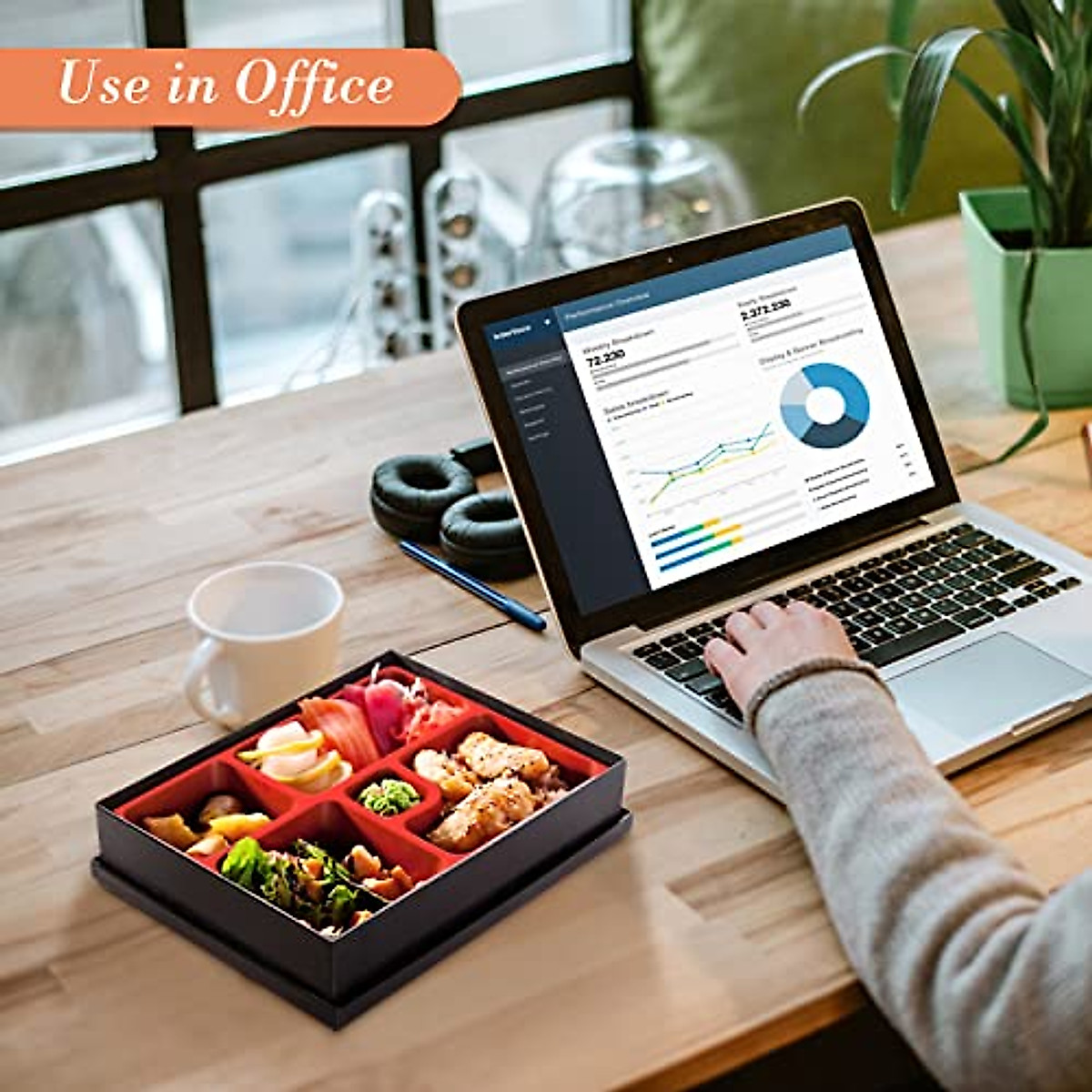 TOPINCN 5 Compartment Lunch Container, Portable Plastic Bento Box Microwavable Lunch Boxes with Lids Multi-use Food Storage Container for Picnic Home Office, 10.63x 8.07x 1.97inch