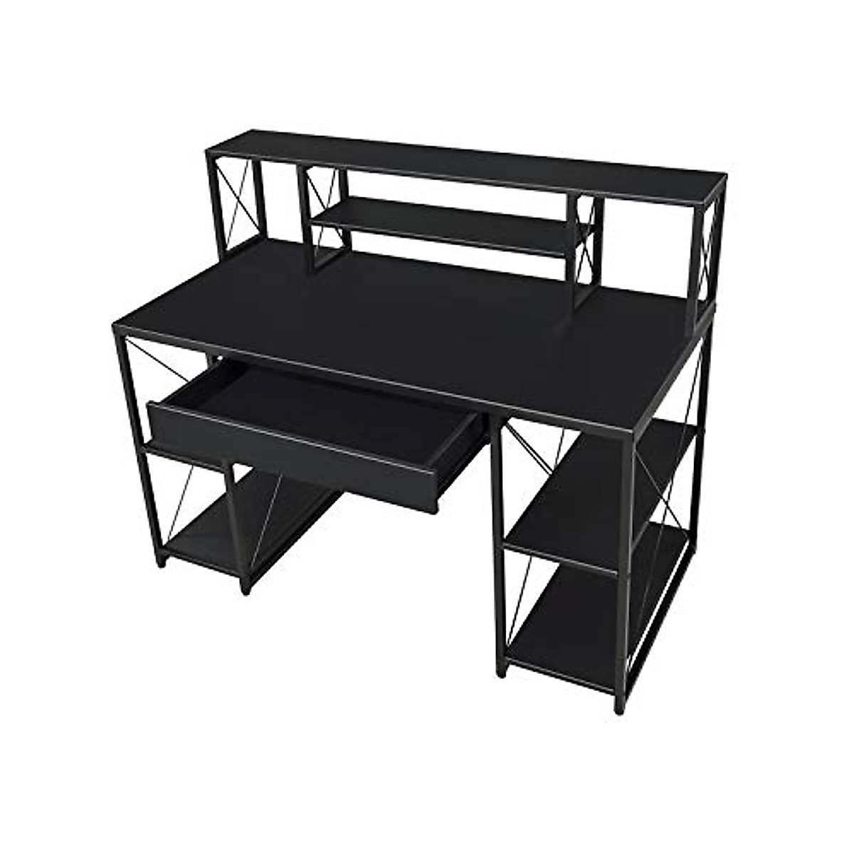 Desktop Computer Desk with Storage Shelves - 47'' Modern Office Computer Desk, Studying Writing Table Workstation for Home Office (Black)