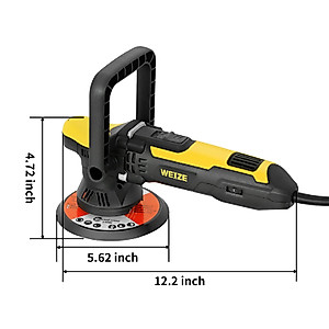 WEIZE Dual Action Polisher, 5 /6 Inch Random Orbital Buffer Polisher for Car Detailing, 2000-6400 OPM, 6 Variable Speed with Detachable Pads, Polishes & Compounds Kit Perfect for Boat, Car Polishing