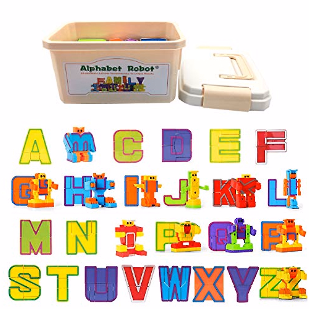 Siiziitoo 26 Pieces Alphabet Robots Toys for Kids, Alphabots, Letters, ABC Learning Toys for Toddlers Education Toy, Carnival Prizes Classroom Rewards, Christmas Toys Gift