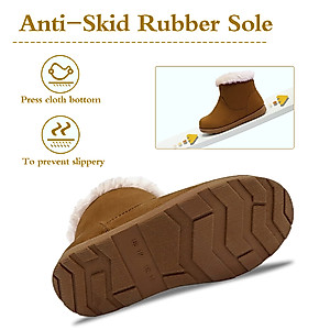 festooning Girls Faux Fur Shearling Style Boots Girls Warm Winter Non-Slip Zip Snow Boots for Indoor Outdoor Size 2