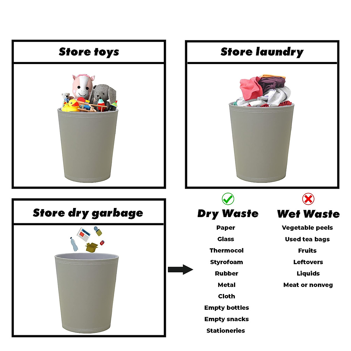 Leather Waste Basket Grey Trash Can Grey Trash Bin Grey Garbage Bin 10 Liter Trash Can Office Trash Bin Decorative Trash Can Garbage Container Home Trash Can Inside Trash Can Office Wastebasket