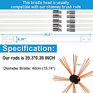 Chimney Brush, Electrical Rotary Drill Drive Sweeping Cleaning Tool for Sweeping Fireplace (1 Bristle)
