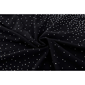 REEMONDE Womens Pashmina Shawls and Wraps for Evening Dresses Chiffon Bridal Shawl for Wedding Dressy Rhinestones Sparkly Scarf (Black)