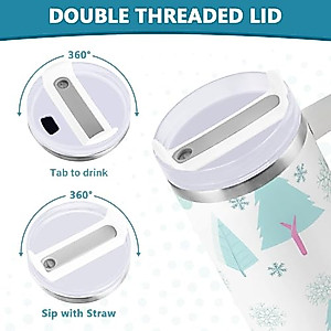 RPLIFE Various Trees Snowflakes Pastel 40 Oz Tumbler with Handle, Stainless Steel Coffee Tumbler, Insulated Coffee Cups with Lids