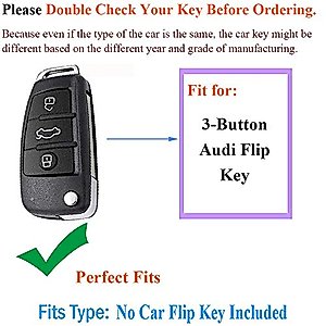 SANRILY Flip Key Cover Case for Audi A3 A6 Q3 Q7 Keyless Entry Key Holder Stylish ABS + Soft Silicone Appearance Key Protector Shell with Keychain Blue