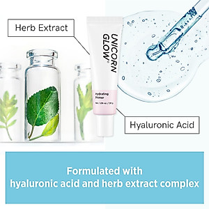 UNICORN GLOW Hydrating Primer - Makeup Grip Gel Primer Hydrating face primer, Pore blurring smoothing Long lasting make up Vegan Cruelty-Free [2023 Updated Package is White]